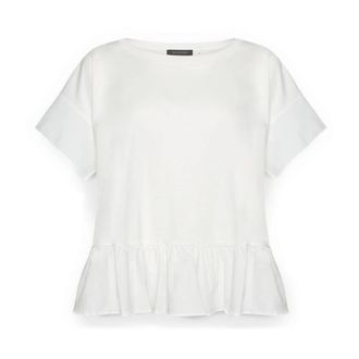 Elena Miro T-Shirt mit R&uuml;schensaum - - Blouses & Shirts - Damen - Wei&szlig; - 2XL