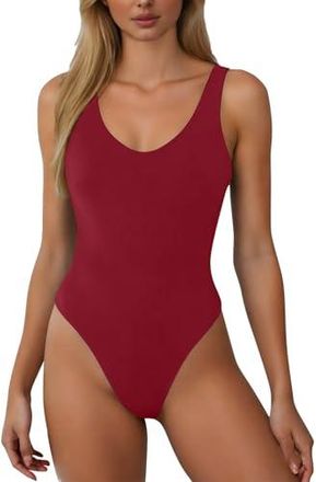 Generic Maillot De Bain Femme 1 Piece Maillot De Bain Femme Costume Respirant S&eacute;chage Rapide Col en V Dos Nu - &Agrave; D&eacute;coupes avec Culotte String pour Plage Priv&eacute;