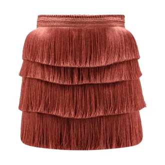 PatBo Patbo, Femme, Jupes, Brun, Taille: 36 FR Jupe Ambre &agrave; Franges