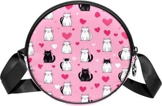 Generic Sac &agrave; bandouli&egrave;re rond pour femme, petit sac &agrave; bandouli&egrave;re avec fermeture &eacute;clair, bretelles r&eacute;glables, sac &agrave; main rond d&eacute;contract&eacute; pour femmes et fill