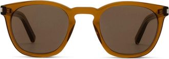 Saint Laurent Eyewear Sonnenbrille mit Logo-Print - Braun