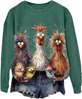 Generic Sweatshirts pour femmes UK sweatshirts sans capuche imprim&eacute; graphique haut surdimensionn&eacute; col rond manches longues automne hiver d&eacute;contract&eacute; confortab