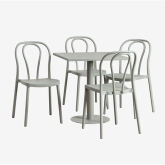 Sklum Sklum - Set aus quadratischem Tisch 70 x 70 cm und 4 Gartenst&uuml;hlen Mizzi Gr&uuml;n Caqui