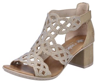 Rieker Sandalette RIEKER, Damen, Gr. 40, beige, Nubuklederimitat, unifarben, Schuhe Sandalette, Sommerschuh, Schaftsandale, Urlaubschuh, Blockabsatz mit Glit