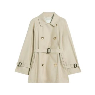 Max Mara Femme, Manteaux, Beige, Taille: 34 FR Trench court en gabardine