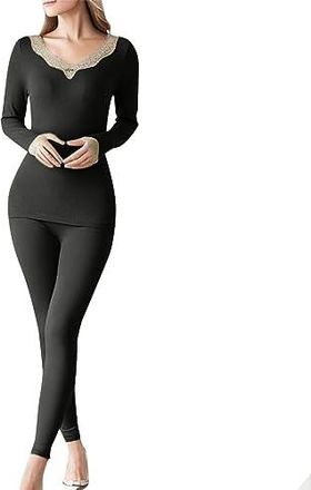 Generic Sous Vetement Thermique Femme Haut Ensemble Ski Femme Ensemble De Sous-V&ecirc;tements Fonctionnel Thermiques L&eacute;ger Fibre De Charbon Sous-V&ecirc;tements Thermiqu