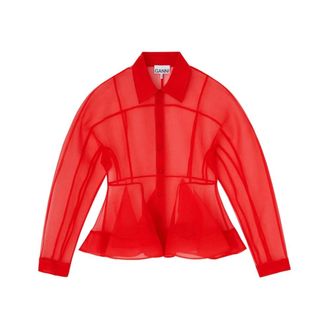 Ganni Femme, Blouses et Chemises, Rouge, Taille: 38 FR Chemise P&eacute;plum en Organza