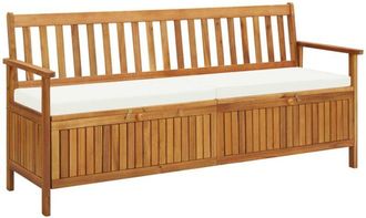 vidaXL Vidaxl - Banc de rangement avec coussin 170 cm Bois dacacia solide