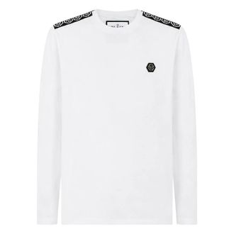 Philipp Plein Pullover Rundhalsausschnitt LS All over PP - - Tops - Herren - Wei&szlig; - S
