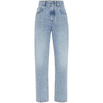 Brunello Cucinelli Femme, Jeans, Bleu, Taille: 38 FR Jean D&eacute;lav&eacute; Bleu avec Cha&icirc;ne Monil