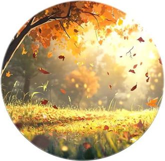 Generic Esth&eacute;tique dAutomne Tapis Arbres g&eacute;ants et Soleil, Tapis Ronds lavables Doux antid&eacute;rapants pour Cuisine, entr&eacute;e et Chambre 160x160cm