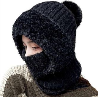 Generic Bonnet 3 en 1 pour femme, cagoule dhiver, bonnet dhiver 3 en 1 avec &eacute;charpe et masque, chapeau &eacute;charpe chaude coupe-vent pour lext&eacute;rieur, doublure en 