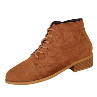 Generic Bottines confortables et d&eacute;contract&eacute;es pour femme - Style &eacute;l&eacute;gant - Couleur unie - Talon bas classique - Fermeture &eacute;clair lat&eacute;rale - Bottes &agrave; lacets -