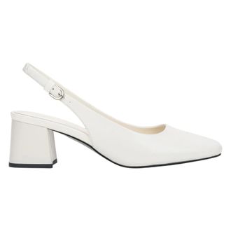 Estro & Luminara Femme, Chaussures, Beige, Taille: 36 EU Escarpins Slingback en Cuir avec Talon Bloc Carr&eacute;