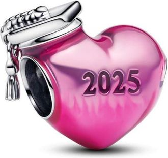 Pandora Moments Abschluss-Herz-Charm 2025 Sterling Silber, Kompatibel Moments Armbändern, 793788C01
