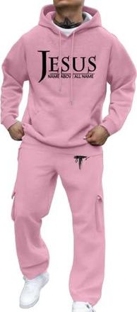 Generic Surv&ecirc;tements pour homme avec imprim&eacute; lettres, sweat &agrave; capuche, jambe droite, poche ample, ensemble d&eacute;contract&eacute; pour le sport quotidien, jogging, hauts