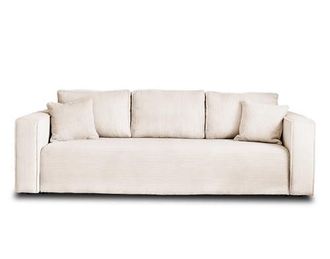 Best Mobilier BestMobilier - Canapé Convertible avec Coffre Topaze en Velours Côtelé - Canapé Lit - Sofa Beige 3 Places - Salon