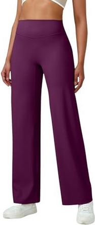 Generic Legging pour femme, coupe droite, taille haute, pour le sport et les loisirs, leggings d&eacute;contract&eacute;s avec jambes larges, pantalon de yoga avec poches l