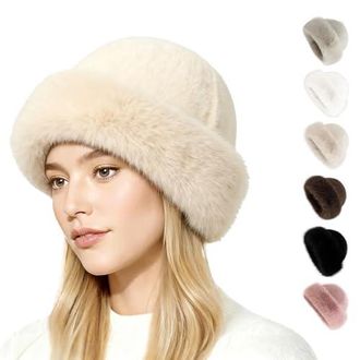 Generic Chapeau cloche dhiver en fausse fourrure pour femmes, chapeau cloche dhiver en fausse fourrure, chapeau chaud en peluche de vison pour filles et femme