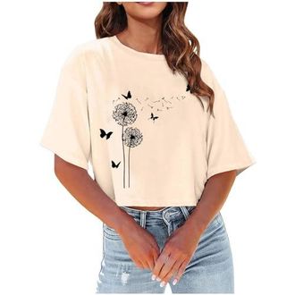 Generic Hauts courts d&eacute;t&eacute; &agrave; manches courtes pour femmes 2025 T-shirts amples d&eacute;contract&eacute;s col rond coupe ample pour sortir, demi-chemises graphiques, T-shirts