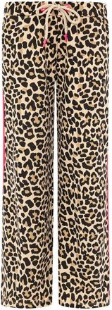 Zwillingsherz Sweathose Leo Stripe Leomuster, pinker Seitenstreifen, Kordelzug, Taschen, gerades Bein