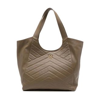 Pinko Pinko, Femme, Sacs, Brun, Taille: ONE Size Casual Marron Sac Fourre-Tout Coton