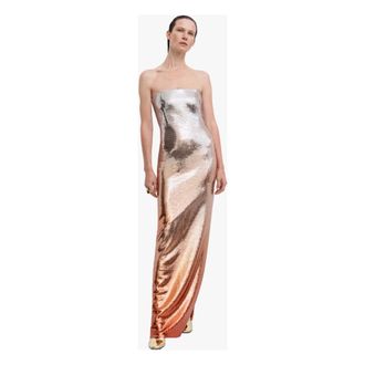 Galvan Femme, Robes, Brun, Taille: 38 FR Bandeau Ombre Paillette Gown