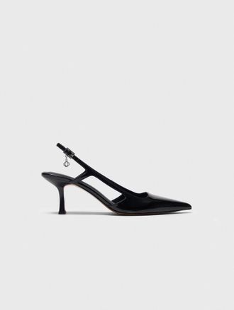 Maje Slingback-pumps Aus Lackleder - Schwarz - Maje