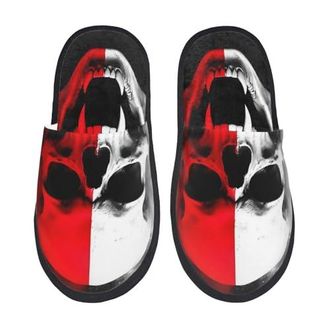 Generic Cr&acirc;ne De D&eacute;mon Hurlant Rouge Et Blanc Homme Femme Chaussures De Maison L&eacute;g&egrave;res Slippers Peluche Chaussons Pour Automne Hiver Int&eacute;rieur L