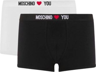 Moschino Homme, Sous-v&ecirc;tements, Noir, Taille: L Lot de 2 boxers en jersey stretch My Valentine