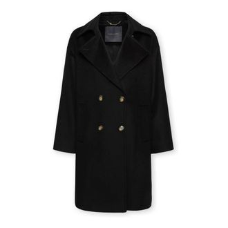 Elena Miro Zweireiher Mantel aus reiner Wolle - - Coats - Damen - Schwarzk - XL