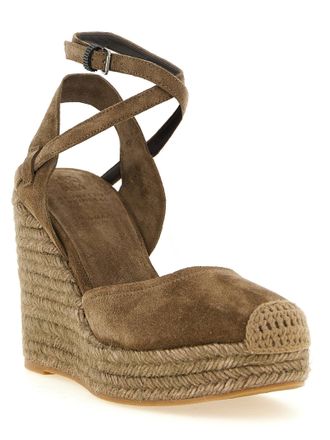 Brunello Cucinelli Precious Loop Wedge Sandal - Taupe