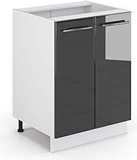Vicco Meuble Bas de Cuisine Fame-Line, Anthracite Haute Brillance/Blanc, 60 cm sans Plan de Travail