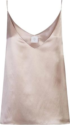 Eleventy Femme, Tops, Rose, Taille: 36 FR Silk Satin Sleeveless Top