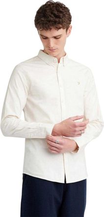Farah Button-Down-Hemd f&uuml;r Herren, Oxford-Stil, Lang&auml;rmlig (Ecru)