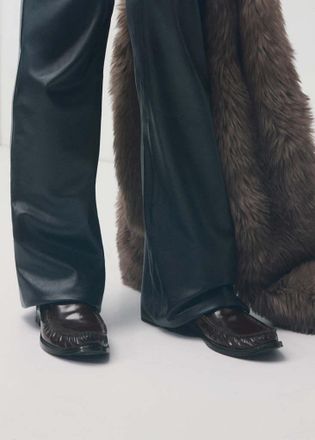 Mango Mocassins cuir fronc&eacute; chocolat - Femme - 36 - MANGO