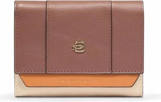 Piquadro Femme, Accessoires, Brun, Taille: ONE Size Portefeuille à 3 volets femme en cuir avec porte-cartes de crédit et protection Rfid, petit format