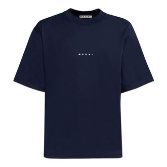 Marni Homme, Tops, Bleu, Taille: XL cotton T-shirt with logo