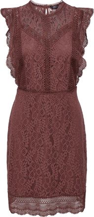 Only Damen Onlnew Karo Sl Lace Above Knee Dresswvn, Apple Butter, XS