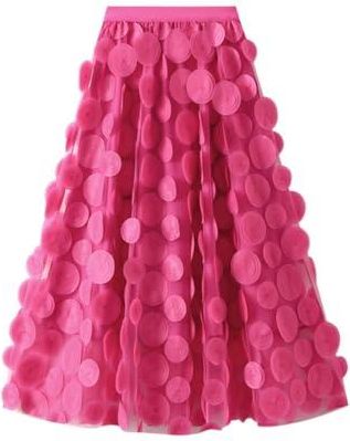 Generic Jupe longue en tulle pour femme - Jupe pliss&eacute;e &eacute;l&eacute;gante - Couleur unie - En tulle - Taille haute - Jupe d&eacute;t&eacute; - Jupe trap&egrave;ze - Jupe en tulle - Jupe de 