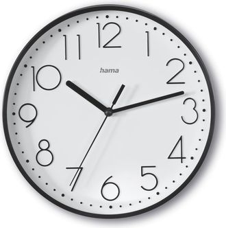 Hama Wanduhr Salina (ohne Tickgeräusche, Quarzuhr geräuscharm, Ø 22cm, große Ziffern, analoge Uhr, mit Stunden-, Minuten- und Sekundenzeiger, Glas Abdeckun