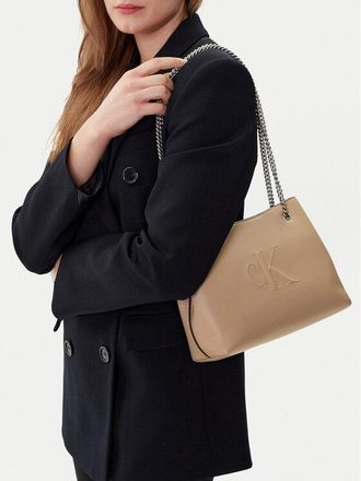 Calvin Klein Jeans Handtasche Sculpted Chain Shoulder Bag LV04K3163G Beige