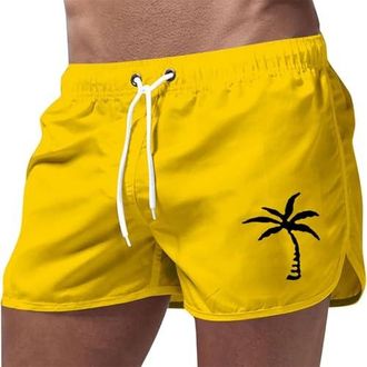 Generic Short de bain hawa&iuml;en &agrave; s&eacute;chage rapide avec poches pour homme, jaune, 3XL