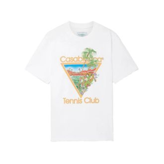 Casablanca Wei&szlig;es Tennis Club Icon T-Shirt - - Tops - Herren - Wei&szlig; - 2XL
