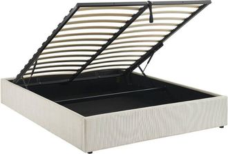 Sweeek Sweeek - Boxbett mit Lattenrost und Kopfteil 160x200cm fein gerippter Cord-Bezug