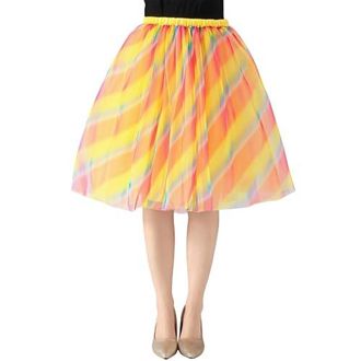 Generic SoilDress Jupe courte pliss&eacute;e tendance en laine pour femme Noir, jaune, M