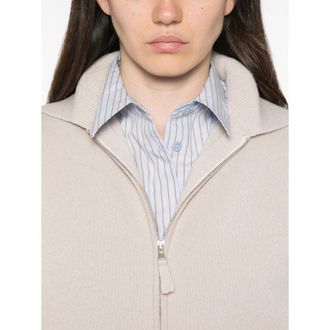 Allude Virgin Wool and Cashmere Knit Cardigan - Beige