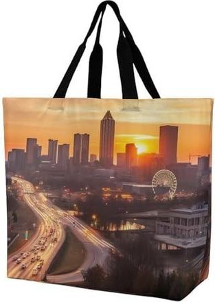 Generic Paysage Du Coucher De Soleil &Agrave; Atlanta Sac A Main Femme D&eacute;contract&eacute; Tote Bag R&eacute;utilisable Sac Cabas Pour Travail Shopping Plage