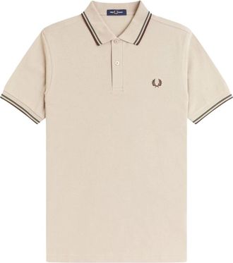 Fred Perry Homme, Tops, Beige, Taille: 2XL Polo &agrave; double liser&eacute;