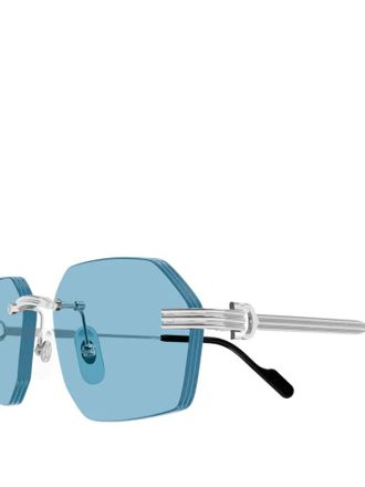 Cartier CT0616S Rimless Blue Lens Sunglasses - Blue